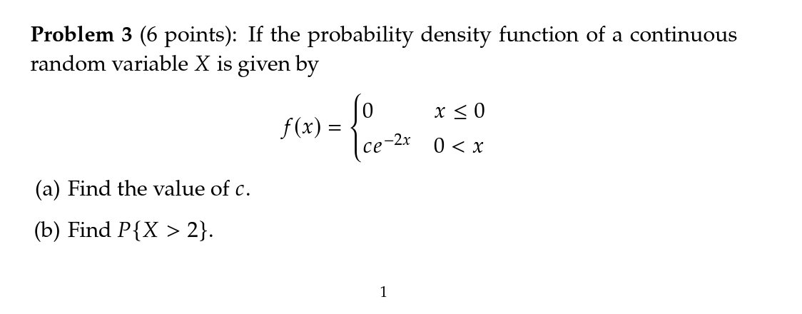 Solved Problem 3 (6 points): If the probability density | Chegg.com
