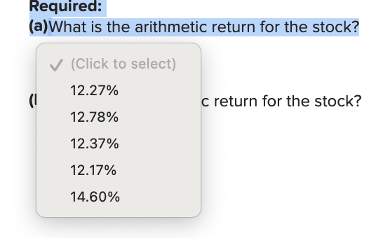 Solved A stock had returns of 11 percent, 14 percent, 17 | Chegg.com