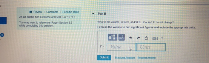Solved Part C At 4.00 L, an expandable vessel contains 0.864 | Chegg.com