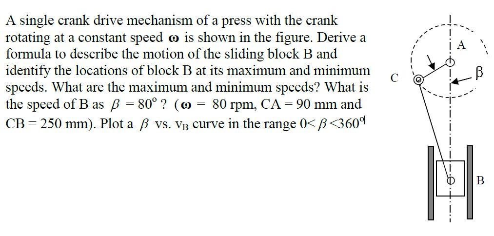 Solved A single crank drive mechanism of a press with the | Chegg.com