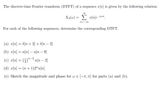 Solved The discrete-time Fourier transform (DTFT) of a | Chegg.com