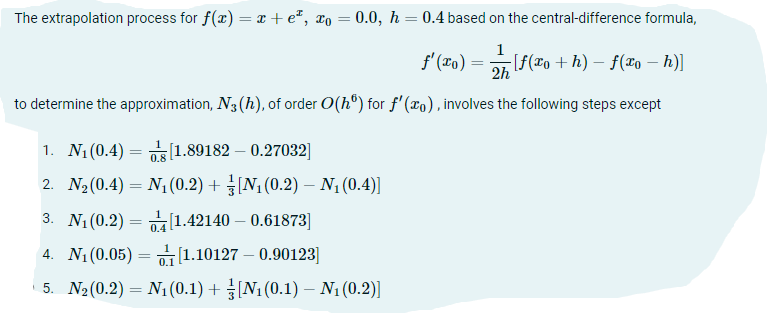Solved \r\nThe extrapolation process for \\( f(x)=x+e^{x}, | Chegg.com