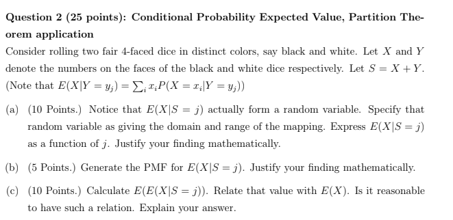 Solved Question 2 (25 points): Conditional Probability | Chegg.com