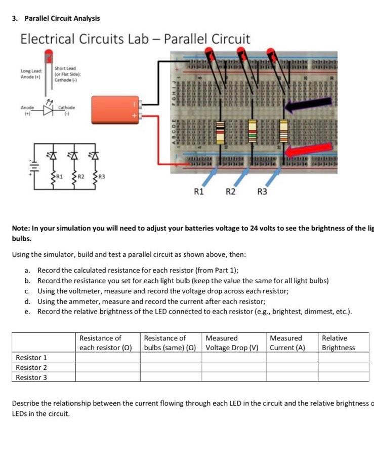 Solved 3. Parallel Circuit Analysis Electrical Circuits Lab | Chegg.com