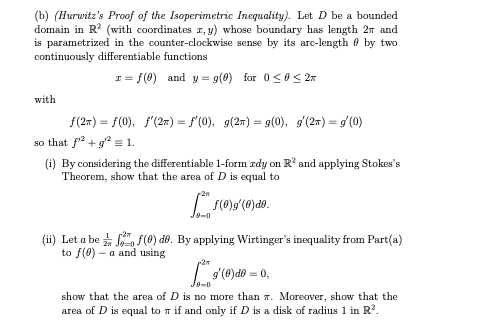 PROBLEM 1 (Wirtinger's and Isoperimetric | Chegg.com