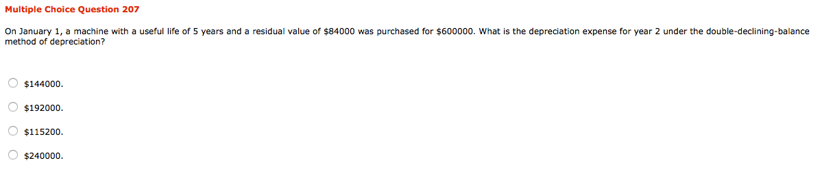 Solved Multiple Choice Question 98 A company purchased | Chegg.com