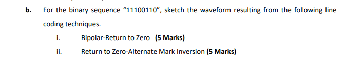 Solved b. For the binary sequence " 11100110", sketch the | Chegg.com