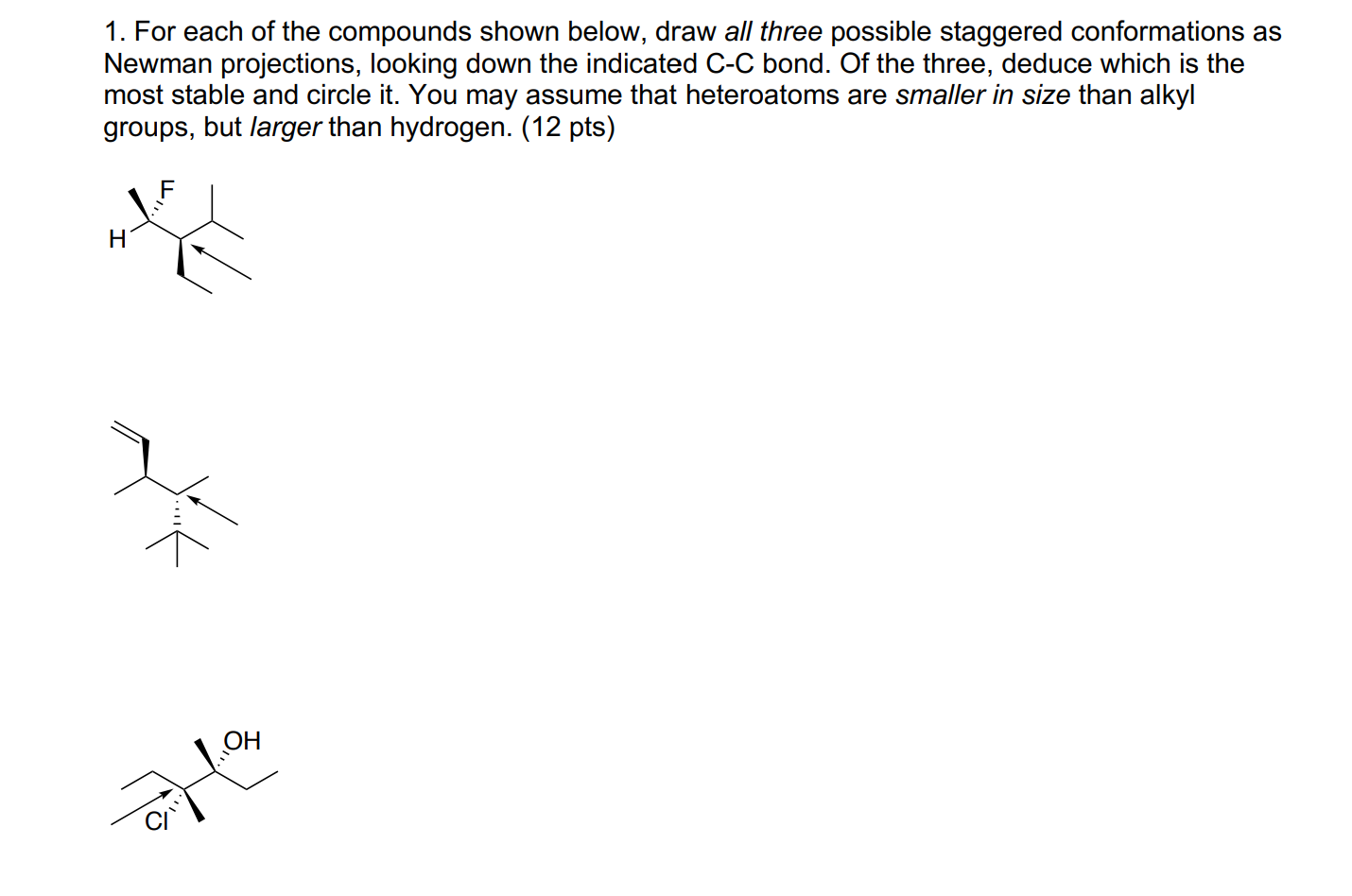 Solved 1. For each of the compounds shown below, draw all | Chegg.com