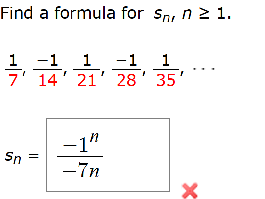 Solved Find a formula for Sn, n = 1. şi 1 2 3 | Chegg.com