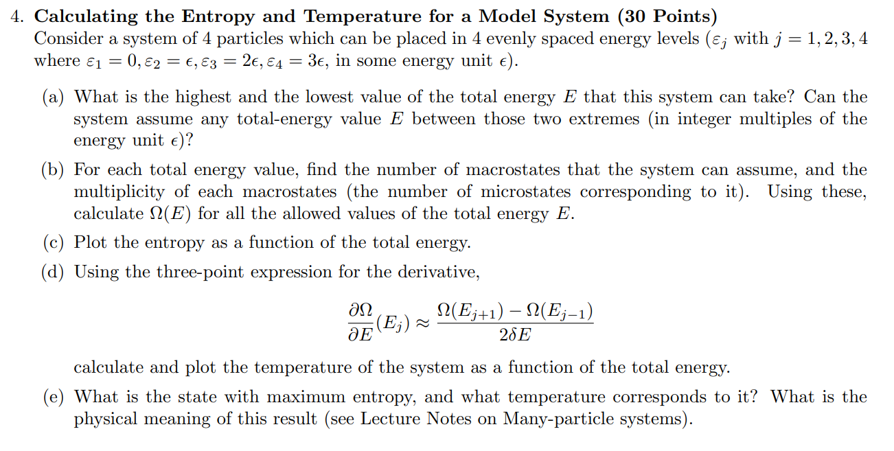Calculating the Entropy and Temperature for a Model | Chegg.com