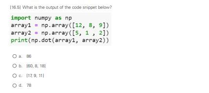 Solved [16.5] What is the output of the code snippet below? | Chegg.com