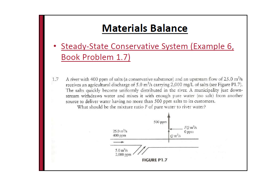 Solved Materials Balance Steady-State Conservative System | Chegg.com