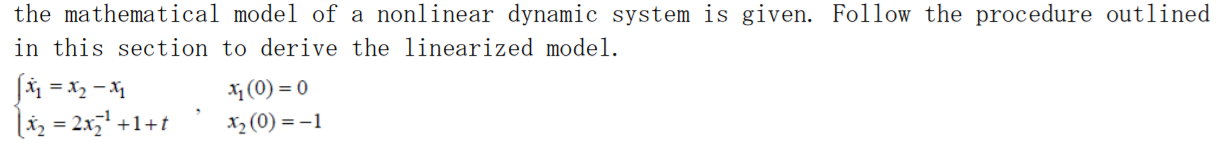 Solved the mathematical model of a nonlinear dynamic system | Chegg.com