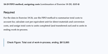 Solved Required For the data in Exercise 18-26, use the FIIO | Chegg.com