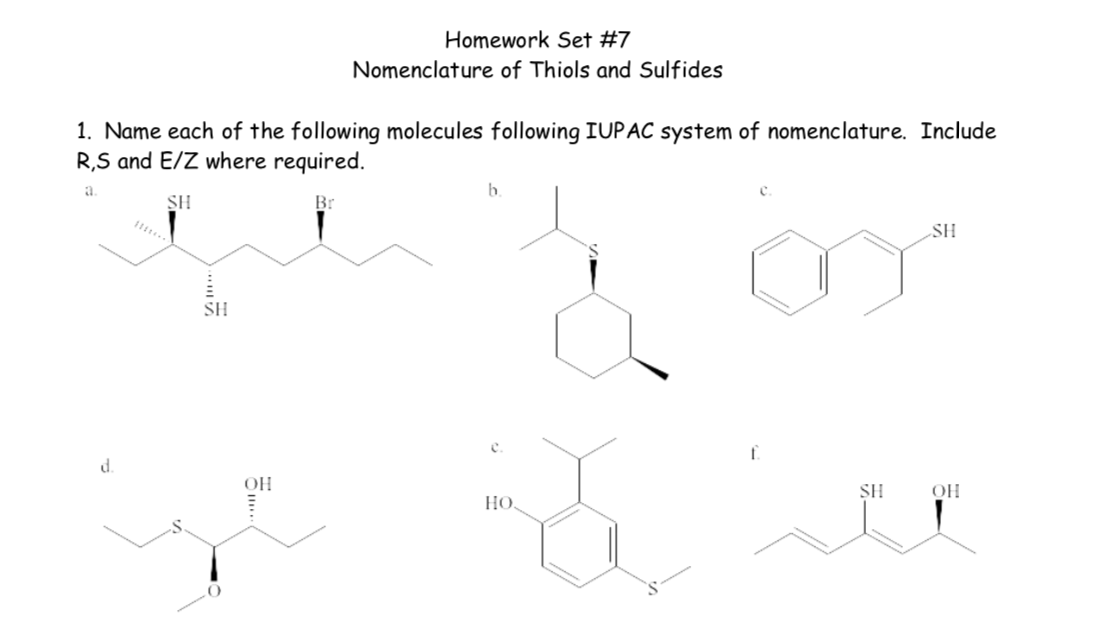 Solved Homework Set #7 Nomenclature of Thiols and Sulfides | Chegg.com