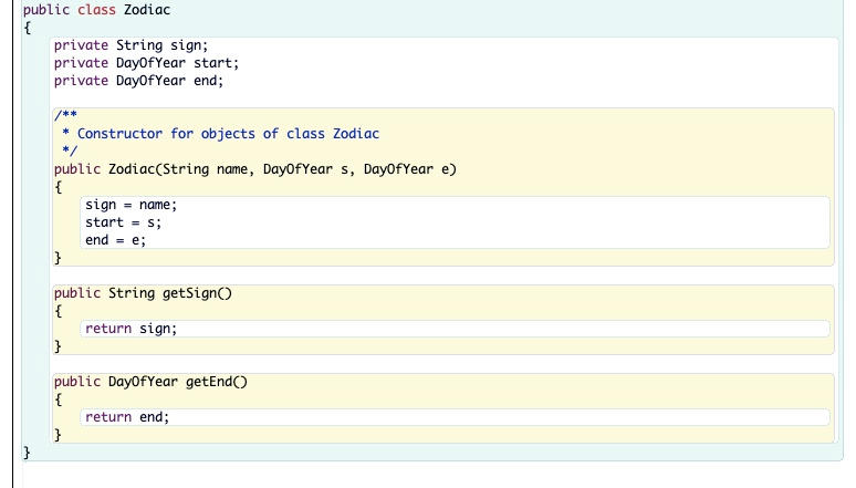 public class Zodiaclist private Zodiac [] | Chegg.com