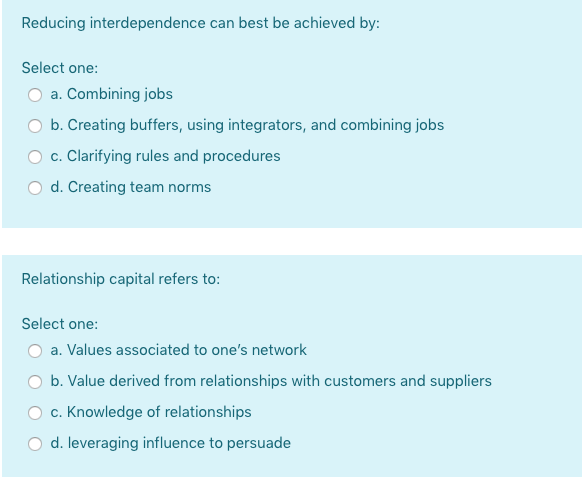 Solved Reducing interdependence can best be achieved by: | Chegg.com