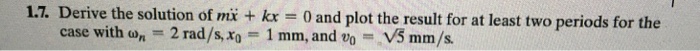 Solved 17. Derive the solution of mx + kx = 0 and plot the | Chegg.com