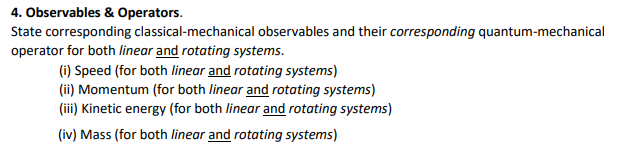 Solved 4. Observables \& Operators. State corresponding | Chegg.com