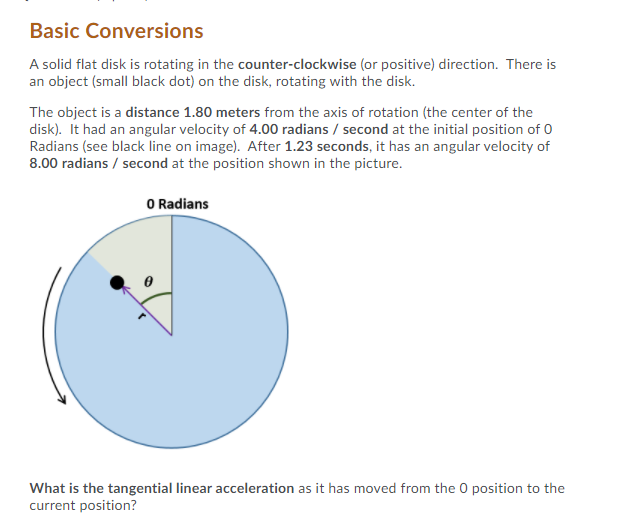 Solved Basic Conversions A solid flat disk is rotating in | Chegg.com