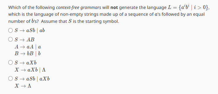 Solved Which of ﻿the following context-free grammars will | Chegg.com