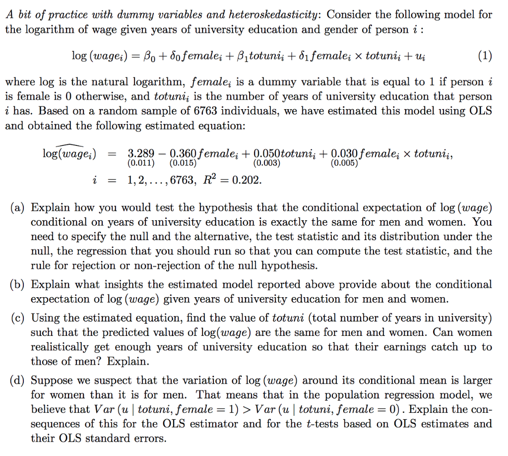 A bit of practice with dummy variables and | Chegg.com