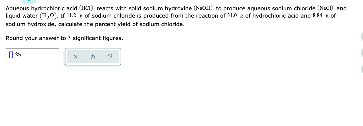 Solved Aqueous hydrochloric acid (HC1) reacts with solid | Chegg.com