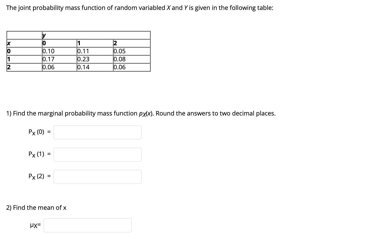 Solved The joint probability mass function of random | Chegg.com