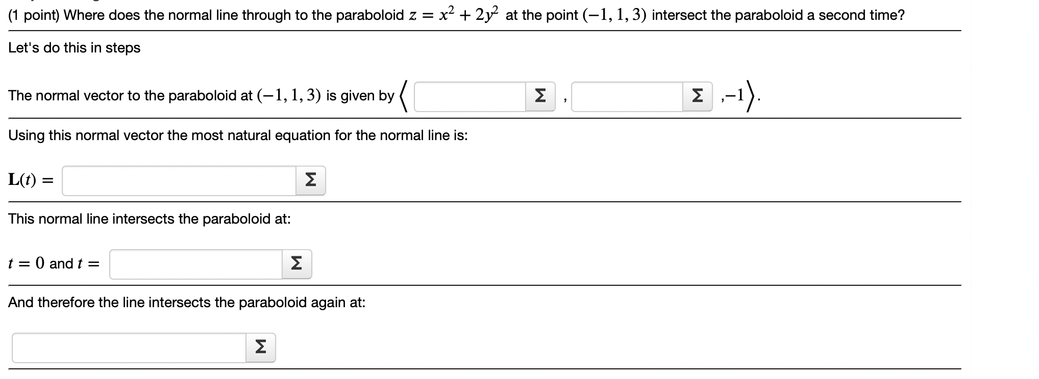 Solved (1 point) Where does the normal line through to the | Chegg.com