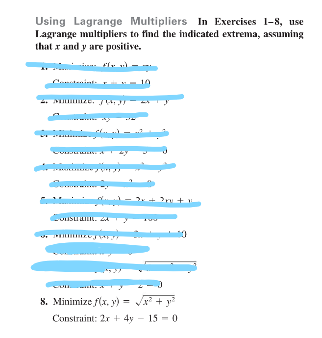 Solved Using Lagrange Multipliers In Exercises 1-8, use | Chegg.com