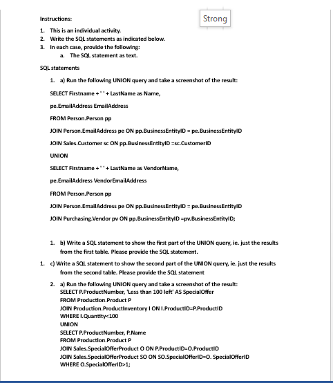 Solved Instructions Strong 1 This Is An Individual 