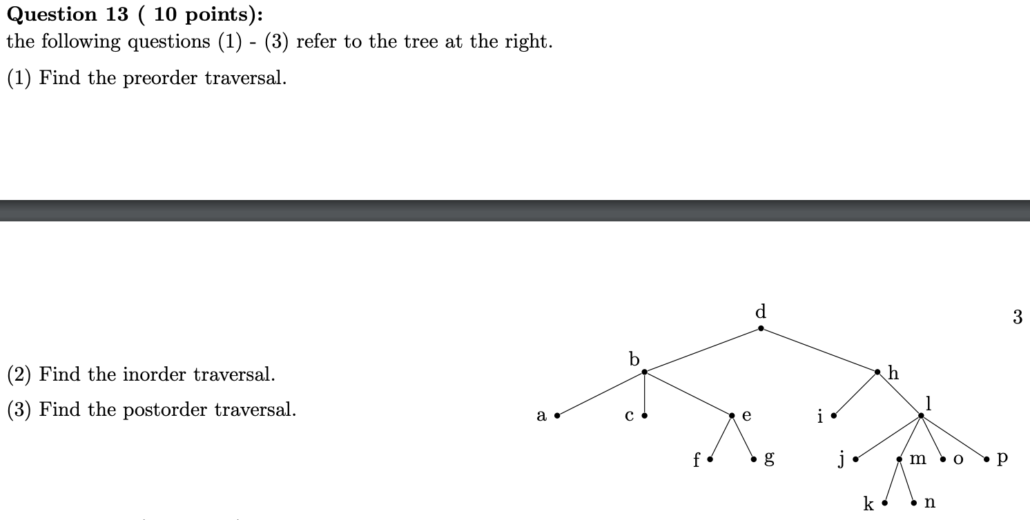 Solved Question 13 ( 10 points): the following questions (1) | Chegg.com