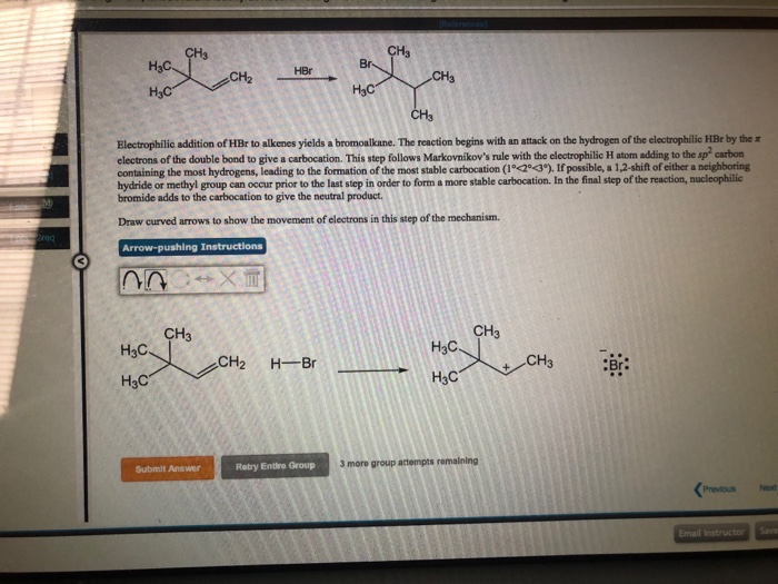 Solved CH3 CH3 HBr CH3 H3C Electrophilic addition of HBr to | Chegg.com