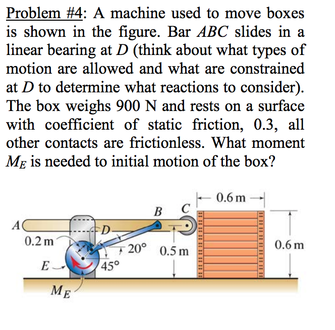 Solved Problem #4: A machine used to move boxes is shown in | Chegg.com