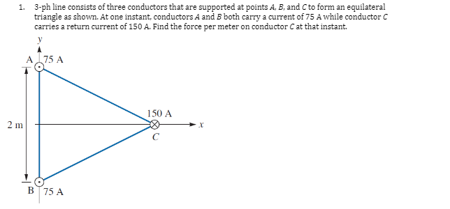 Solved 1. 3-ph line consists of three conductors that are | Chegg.com