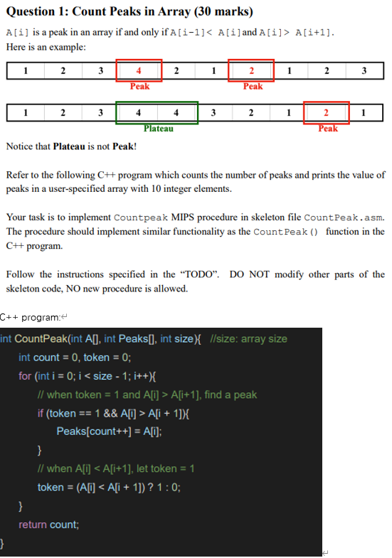 Solved Question 1 Count Peaks In Array 30 Marks A[i] Is A