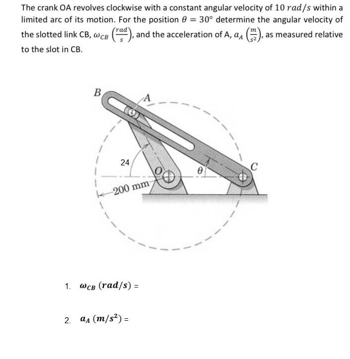 Solved The crank OA revolves clockwise with a constant | Chegg.com