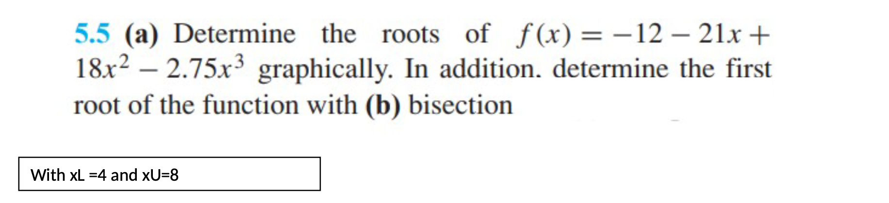 Solved 5.5 (a) Determine the roots of f(x)=−12−21x+ | Chegg.com