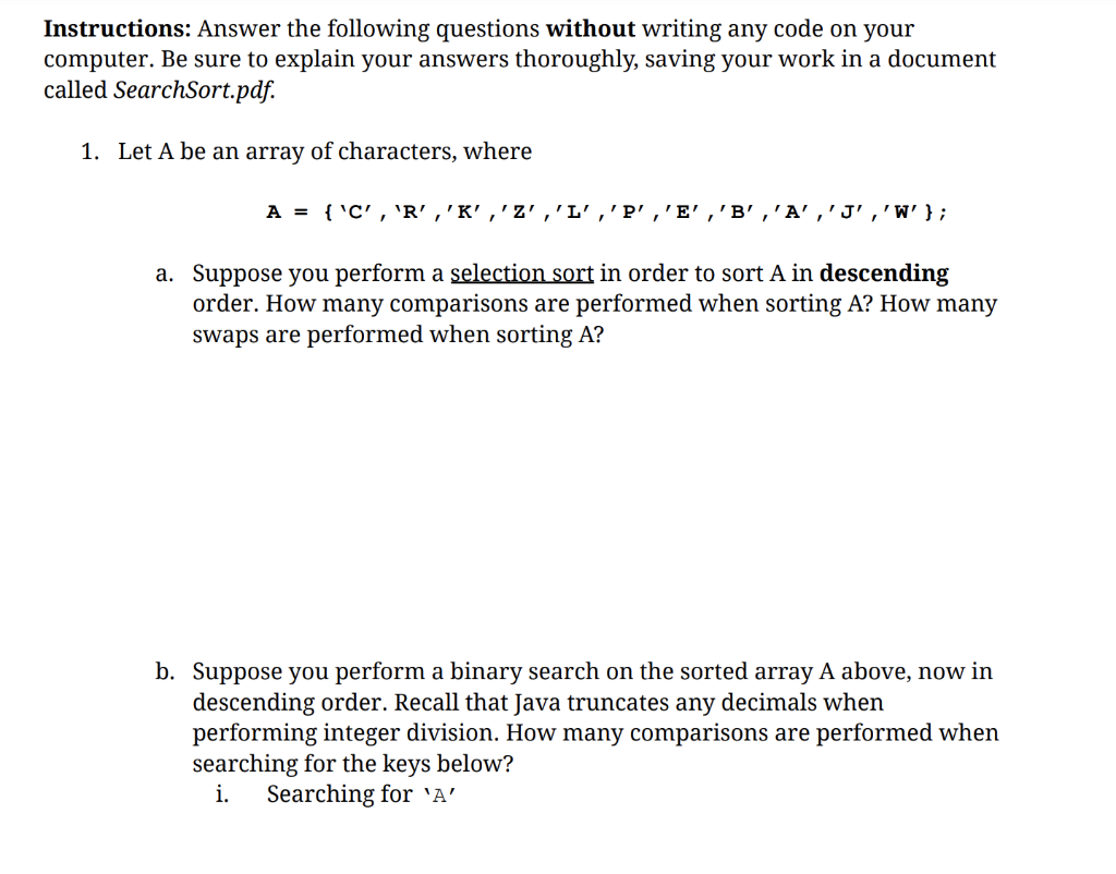 Solved Instructions: Answer the following questions without | Chegg.com