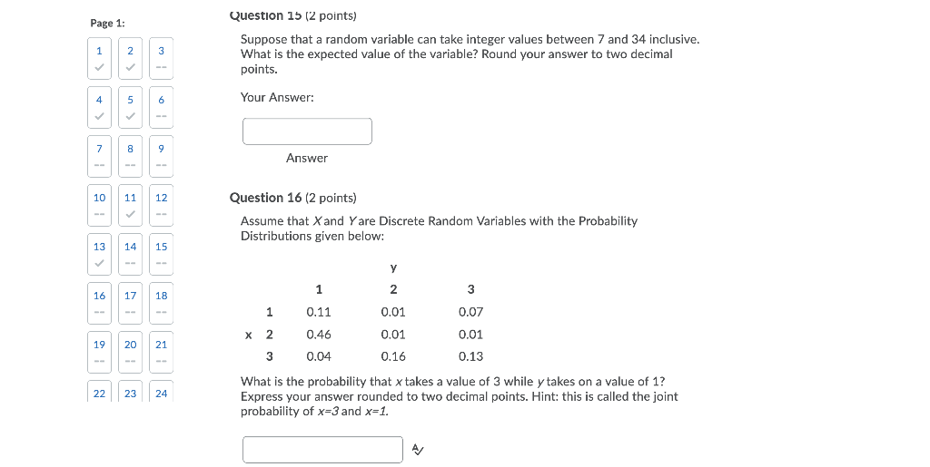 Solved Page 1: Question 15 (2 points) Suppose that a random | Chegg.com