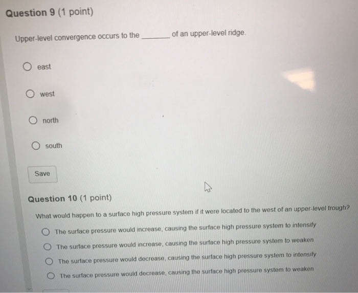 Solved Upper-level convergence occurs to the ___ of an upper | Chegg.com