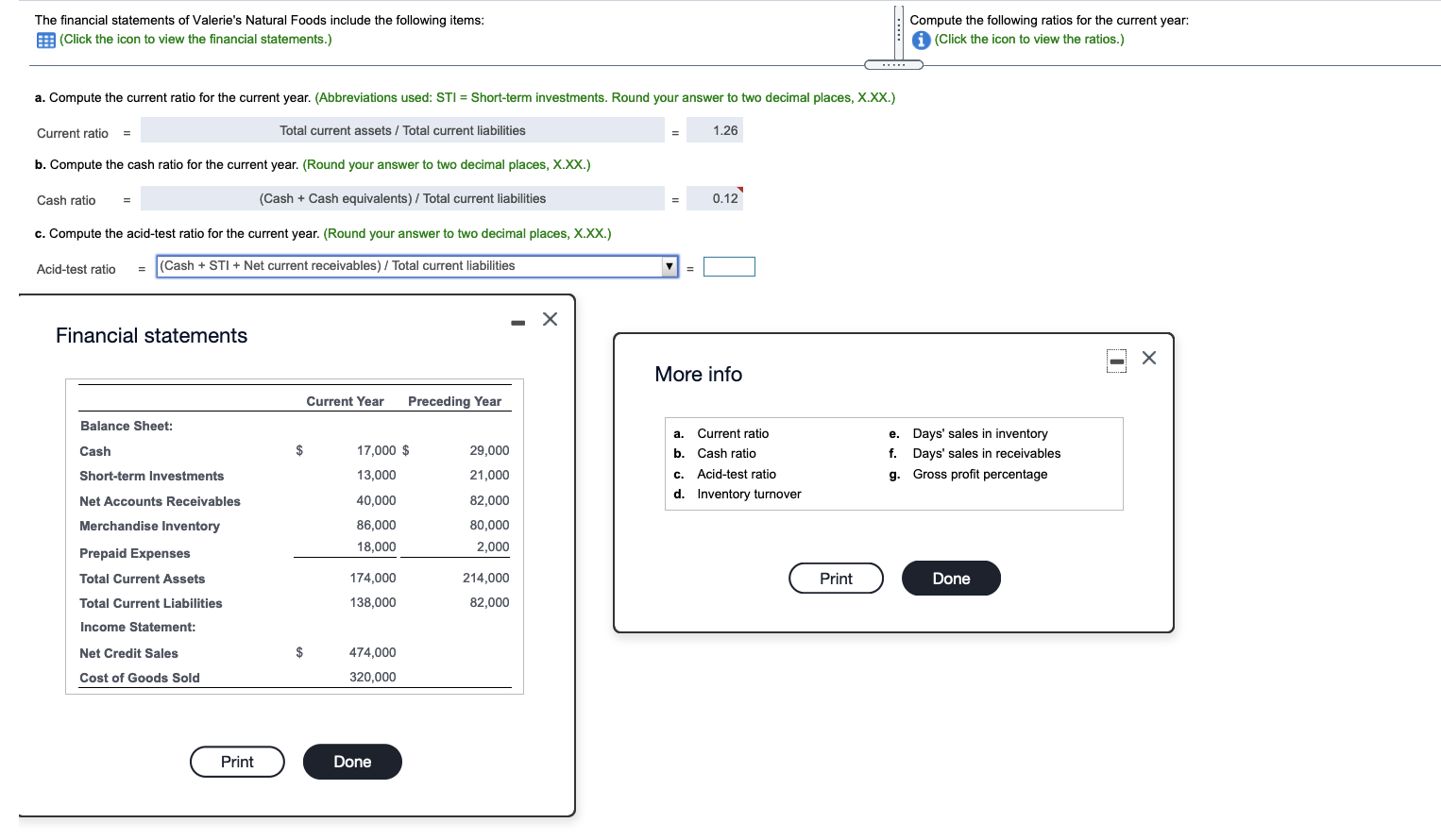 Solved The financial statements of Valerie's Natural Foods | Chegg.com