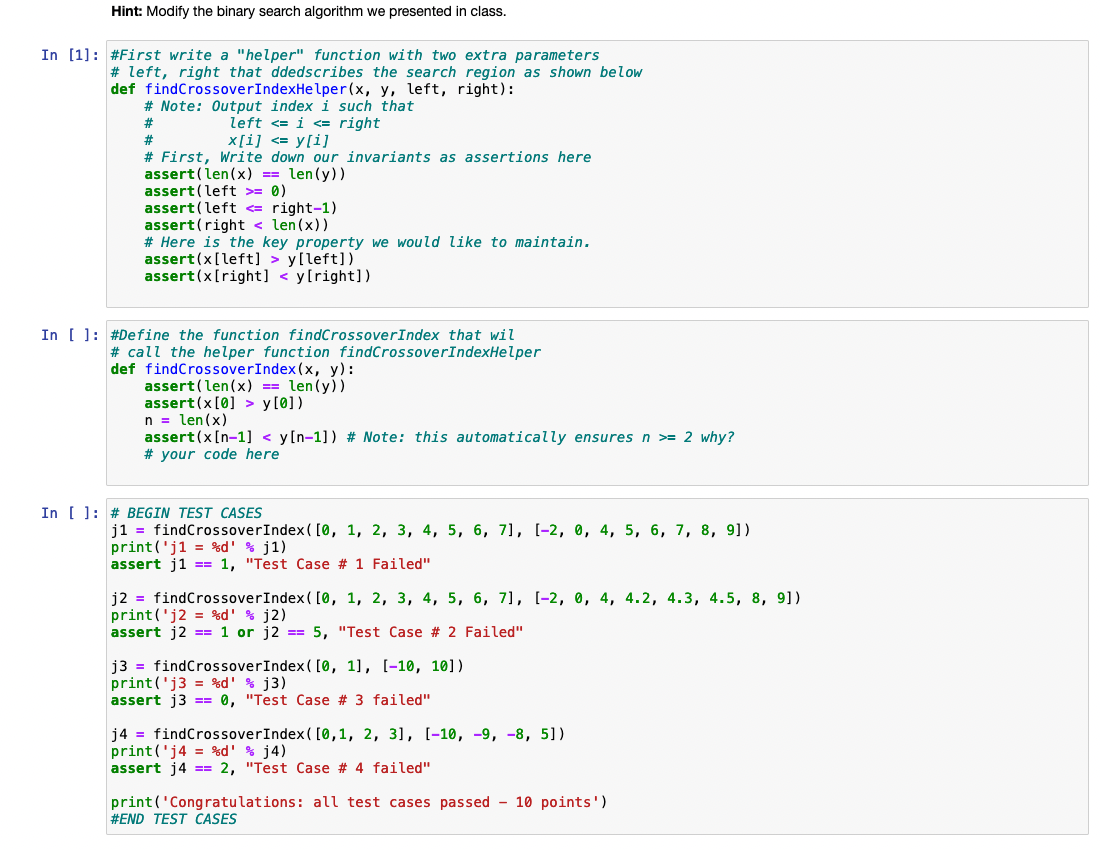 Solved Problem 1: Find Crossover Indices. You are given data | Chegg.com