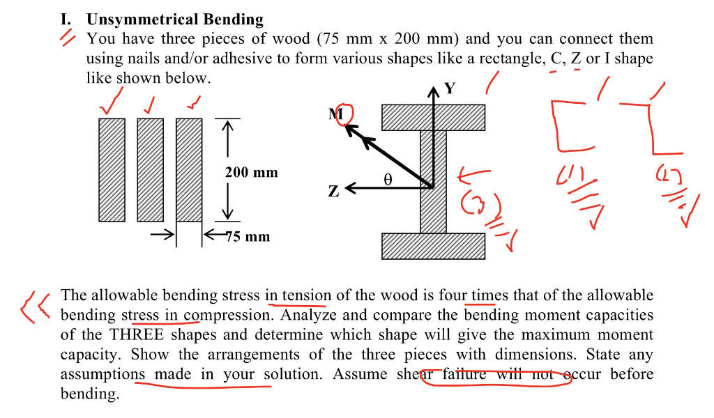 I. Unsymmetrical Bending You have three pieces of | Chegg.com