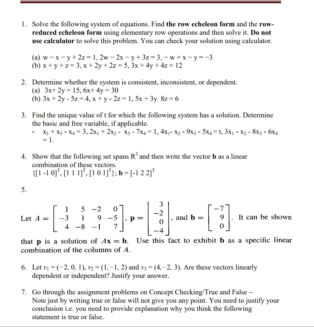 Solved 1. Solve the following system of equations. Find the | Chegg.com
