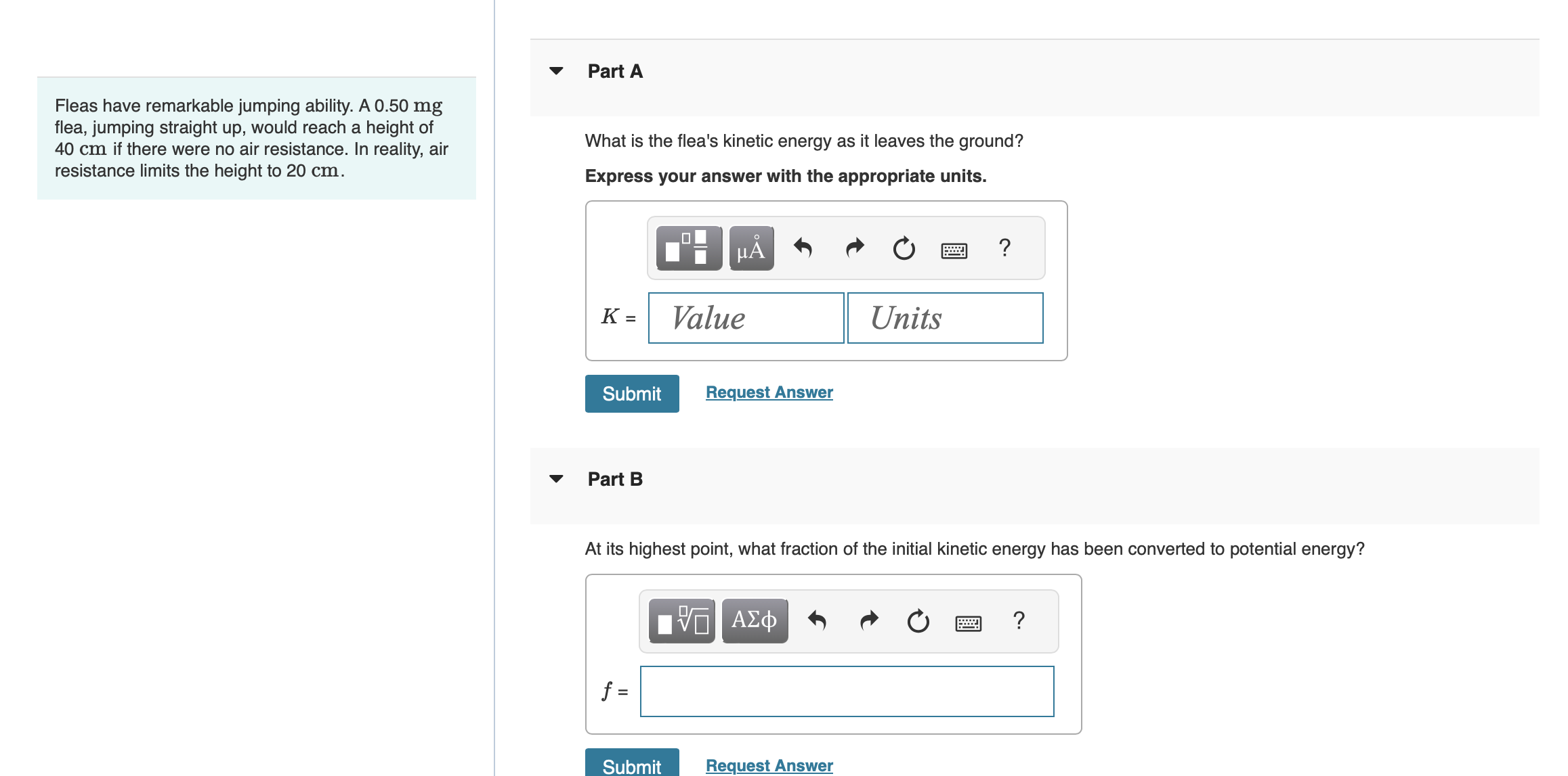 Solved Fleas have remarkable jumping ability. A 0.50mg flea, | Chegg.com