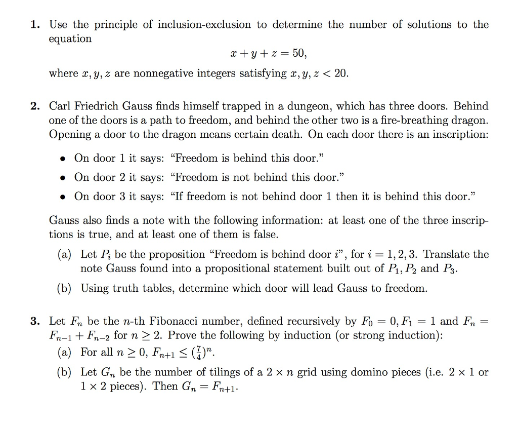 Solved 1. Use the principle of inclusion-exclusion to dete | Chegg.com