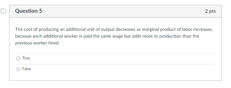 Solved The cost of producing an additional unit of output | Chegg.com