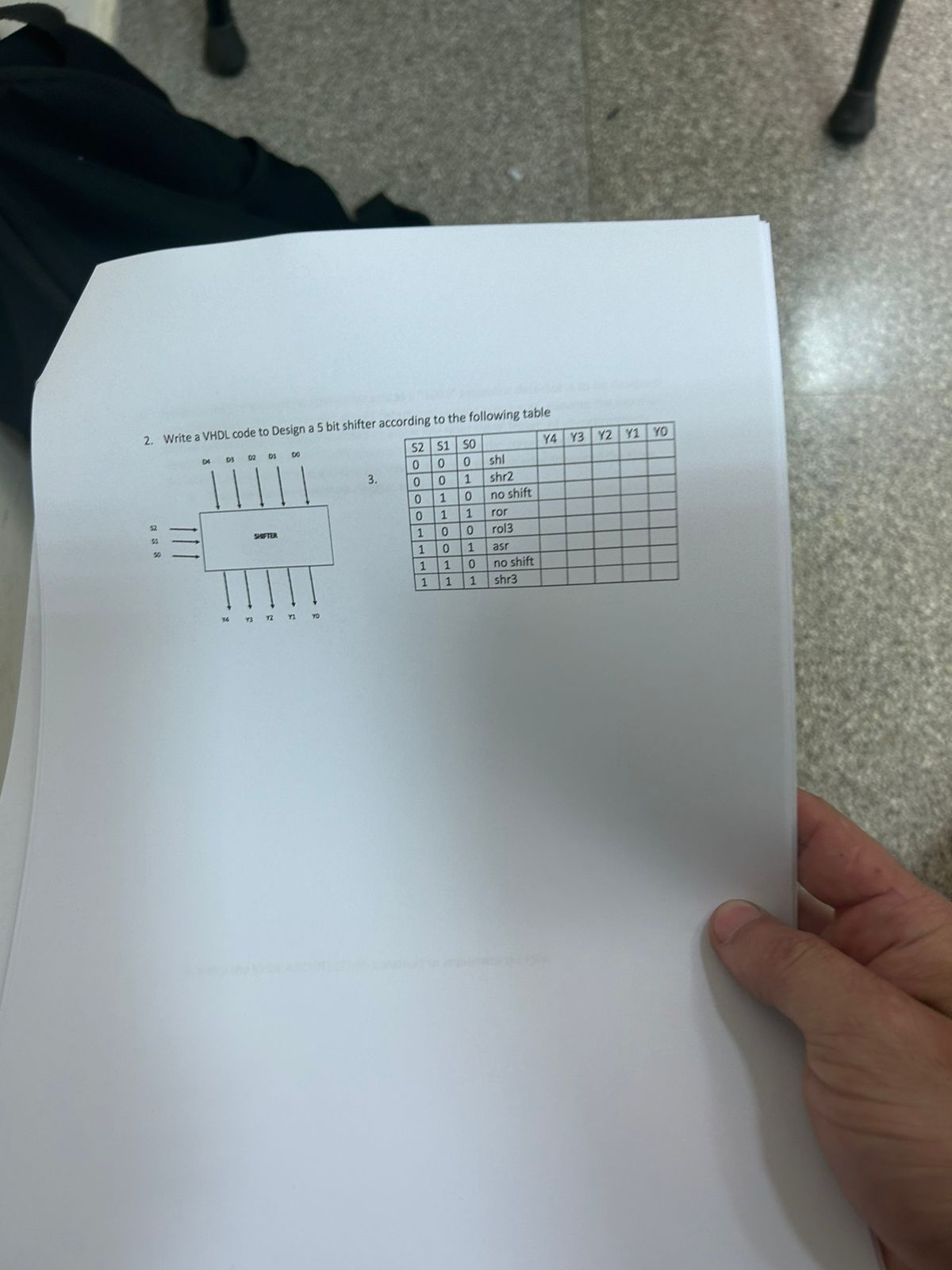 Solved 2 Write A Vhdl Code To Design A 5 Bit Shifter Accr 