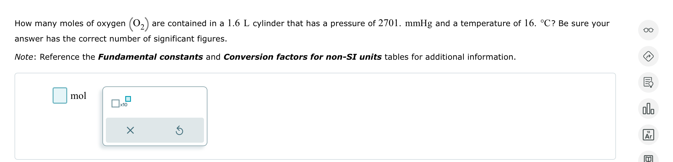 Solved How many moles of oxygen (O2) ﻿are contained in a | Chegg.com